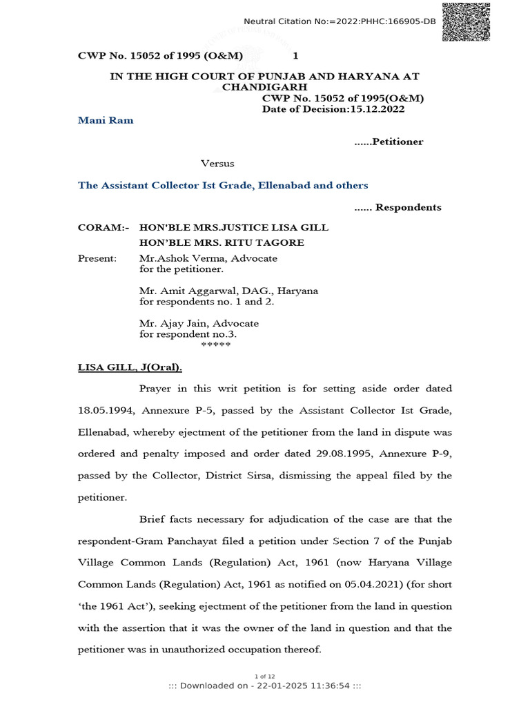 CWP 15052 1995 15 12 2022 Final Order | PDF | Nullification (U.S ...