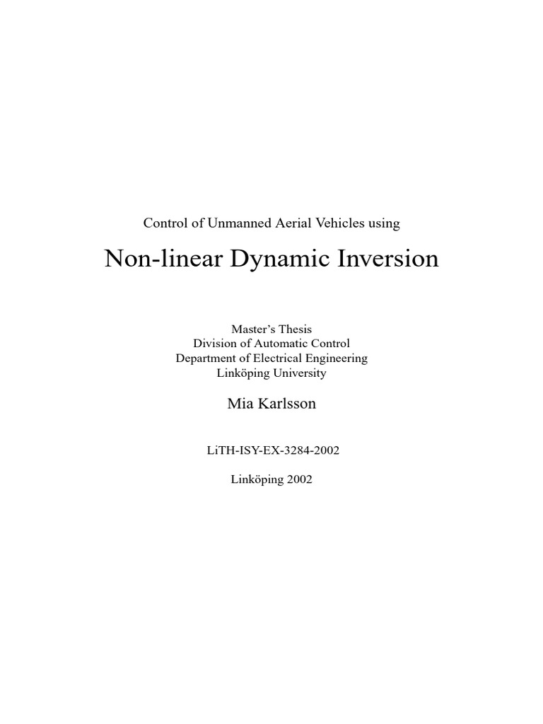 UAV Control via Non-linear Dynamic Inversion | PDF | Flight Control ...
