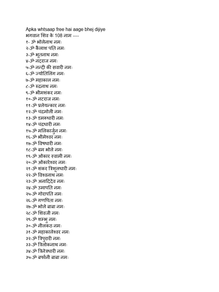 Shiva 108 Names | PDF