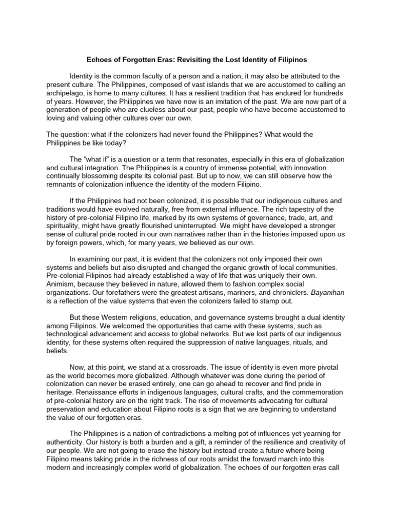Echoes of Forgotten Eras_ Revisiting the Lost Identity of Filipinos | PDF | Philippines ...
