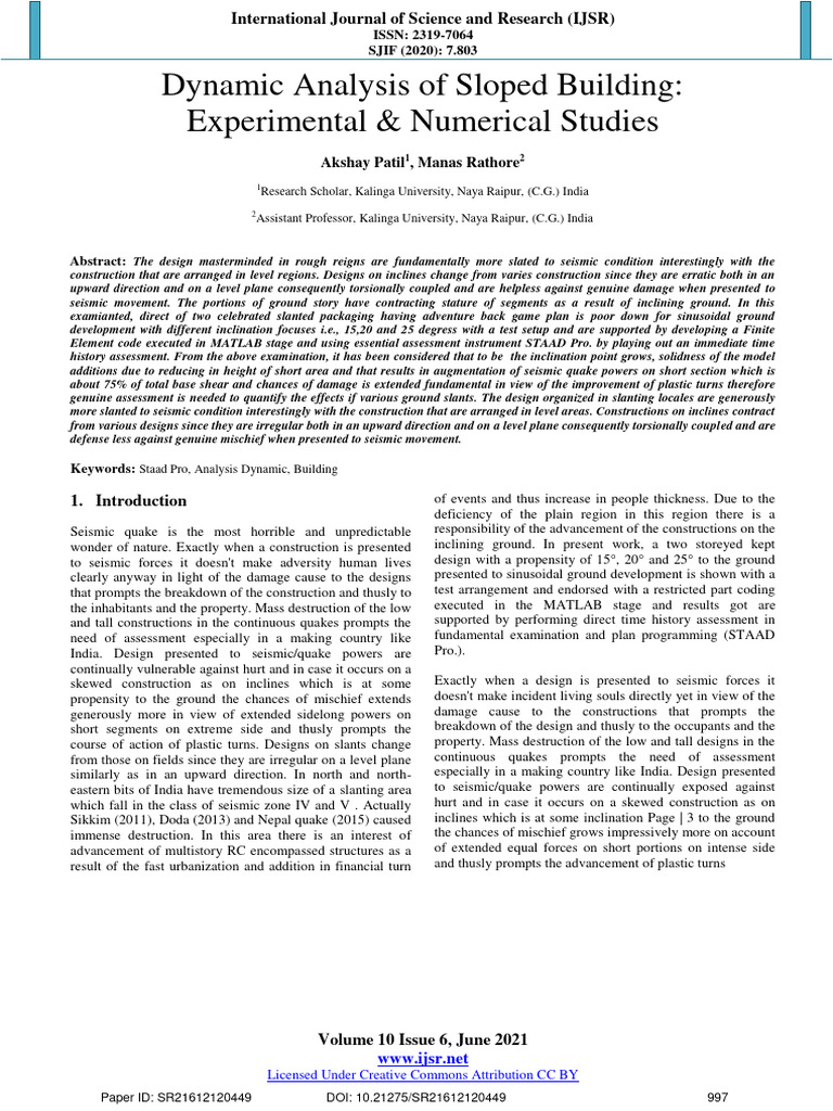 Dynamic_Analysis_of_Sloped_Building_Expe | PDF | Solid Mechanics ...