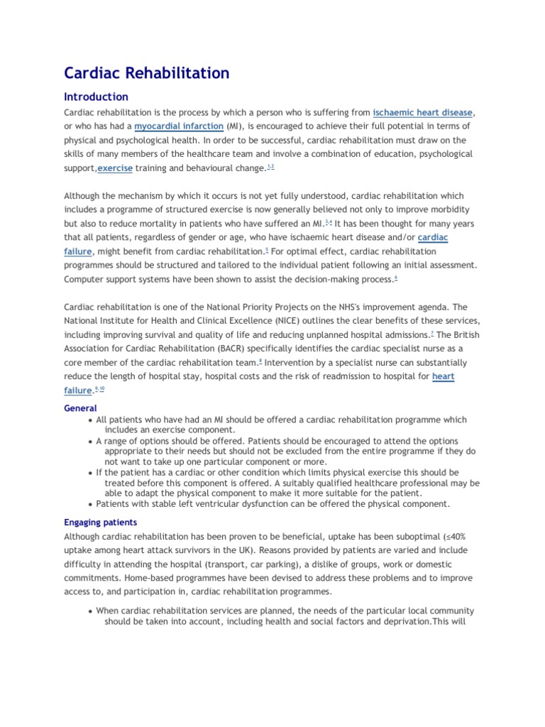 Cardiac Rehabilitation | PDF | Physical Exercise | Physical Therapy