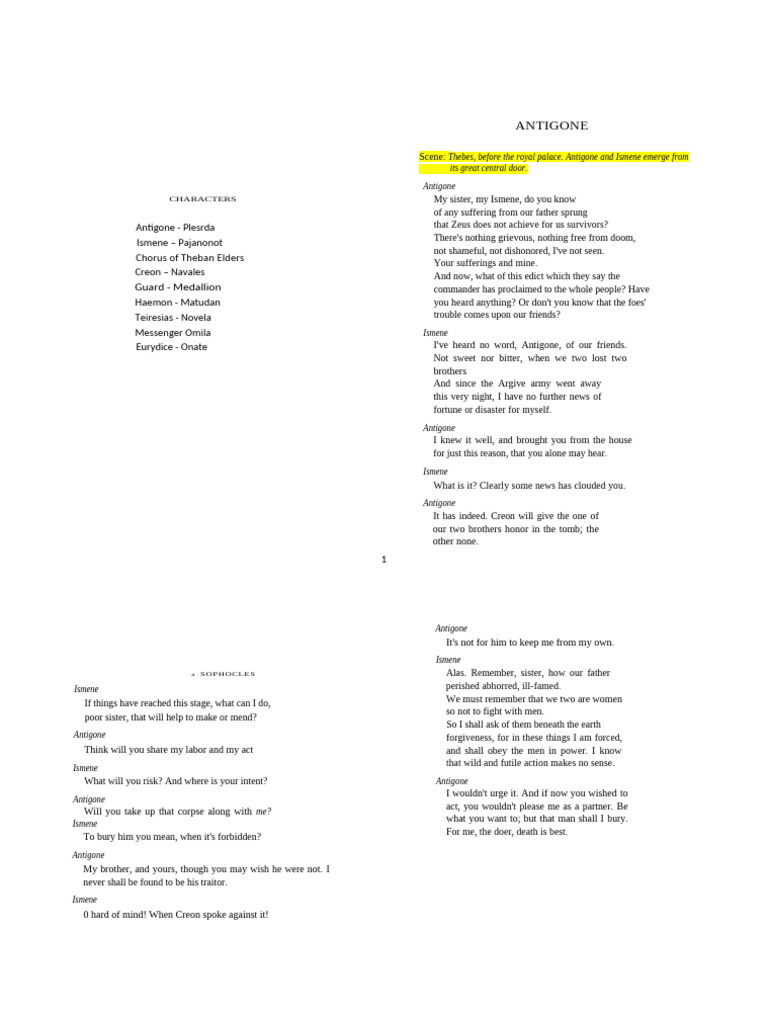 Antigone Scriptttttt | PDF | Boeotian Mythology | Theban Mythology