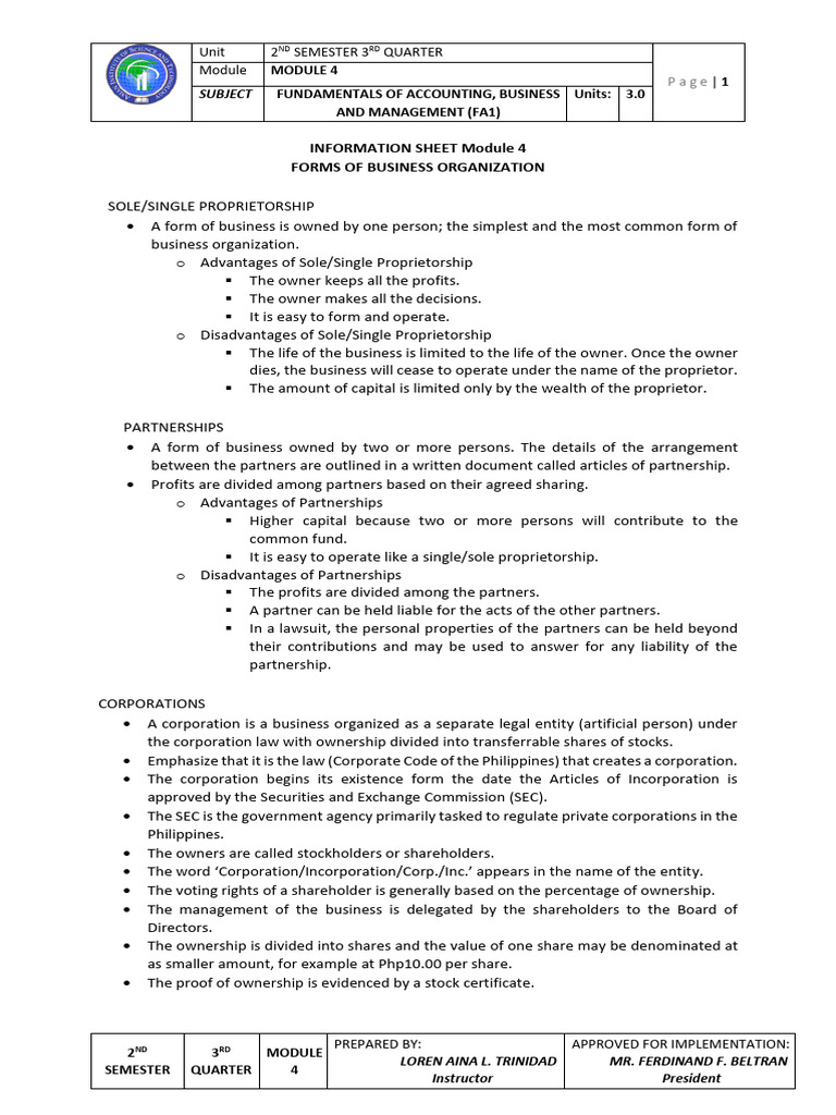 FA1_module 4 | PDF | Corporations | Partnership