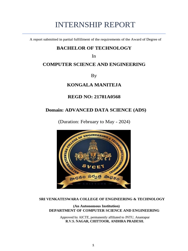 Data Science Internship Report 2024 | PDF | Relational Model | Databases