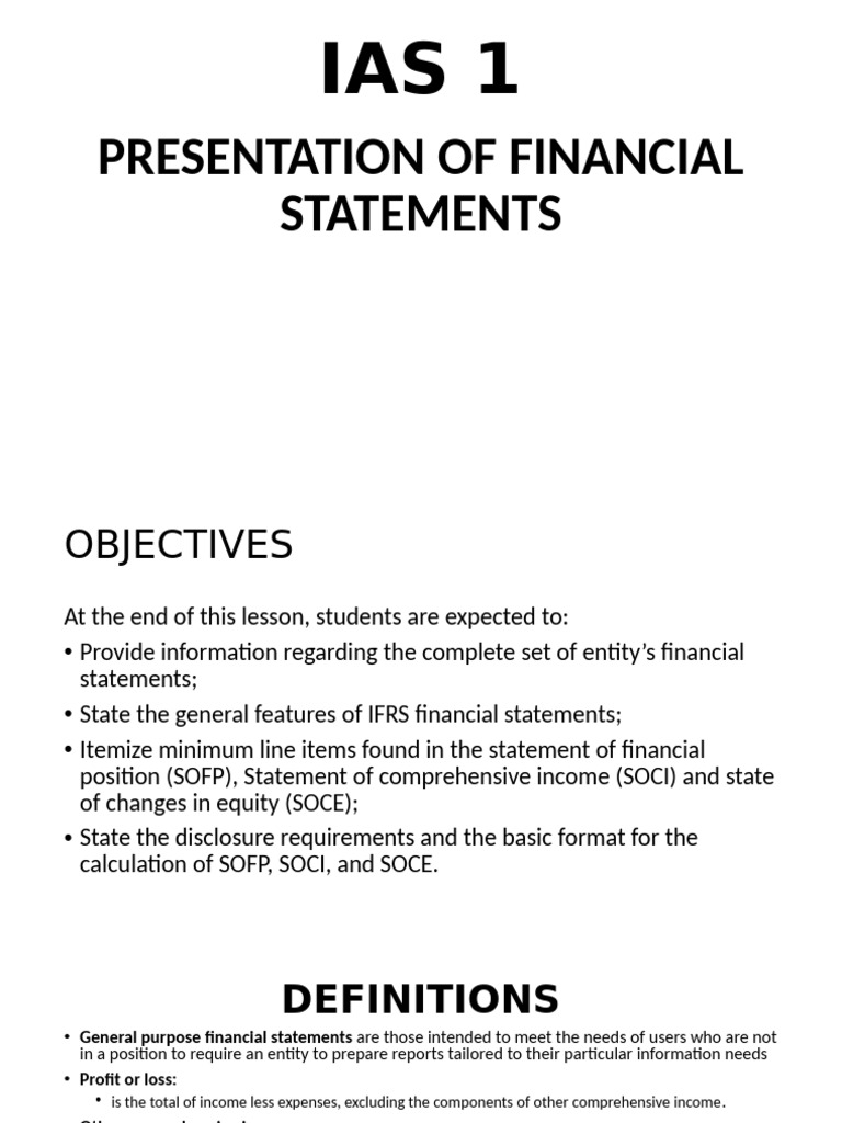 IAS 1-Presentation of Financial Statements (1) | PDF | Financial ...