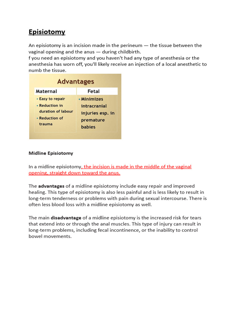 Understanding Episiotomy Types and Care | PDF