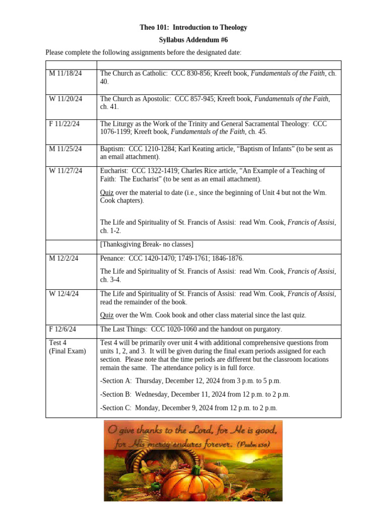 Theo 101: Assignments & Exams | PDF