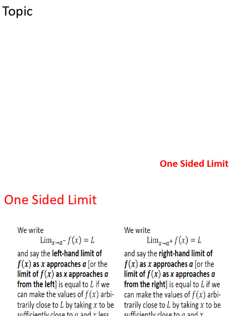 One Sided Limit | PDF