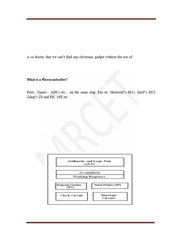 INTEL 8051 MICRCONTROLLER | PDF | Microcontroller | Microprocessor