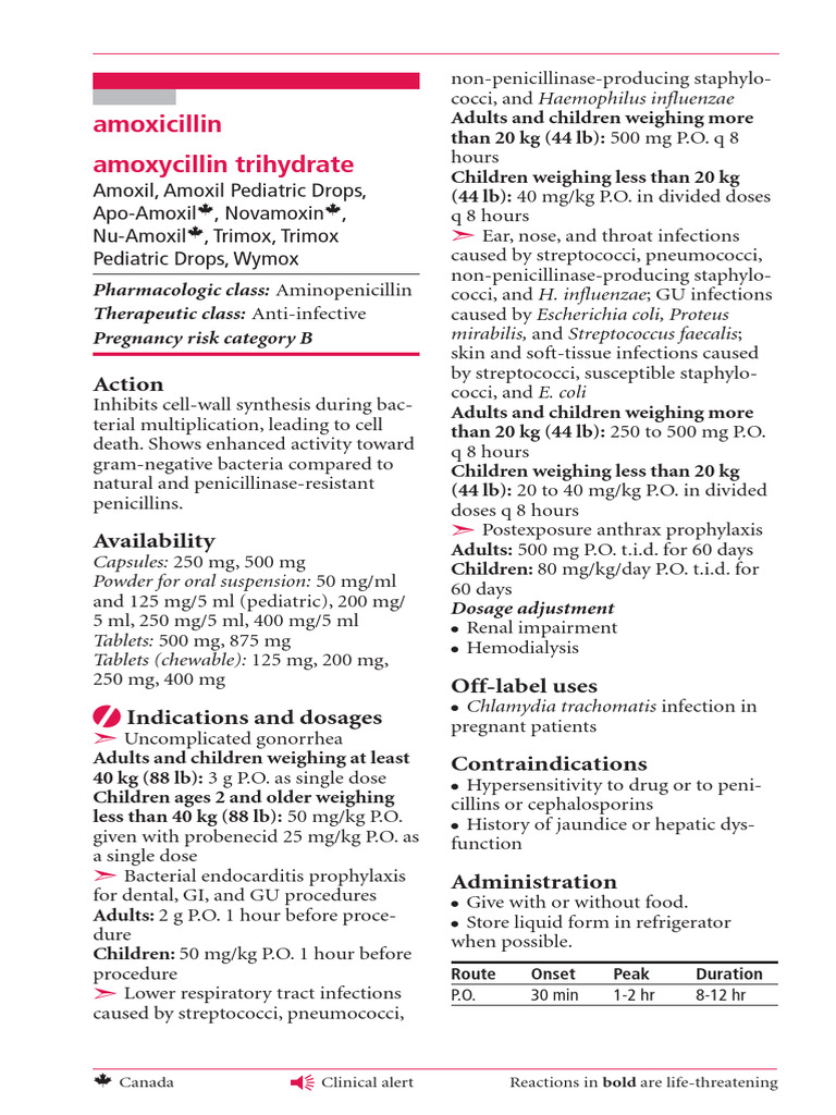amoxicillin | PDF | Clinical Medicine | Medical Specialties