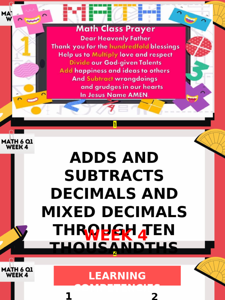 MATH 6 - Q1 - W4 - Adds and Subtracts Decimal Numbers (Autosaved) | PDF ...