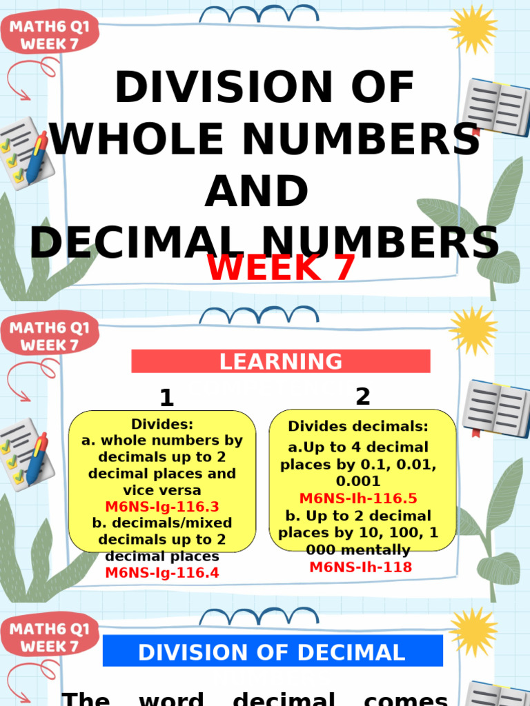 Math 6 - q1 - w7 - Division of Whole Numbers and Decimal Numbers | PDF | Division (Mathematics ...