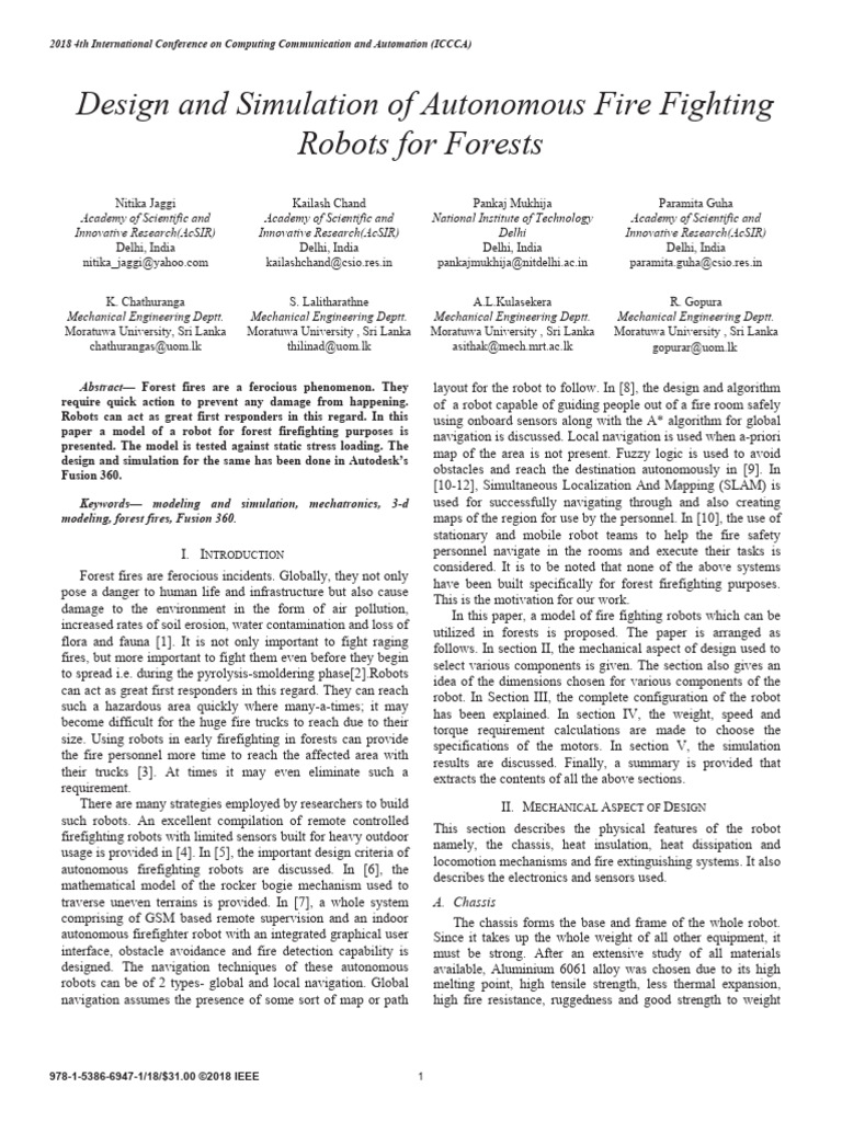 Design and Simulation of Autonomous Fire Fighting Robots For Forests ...