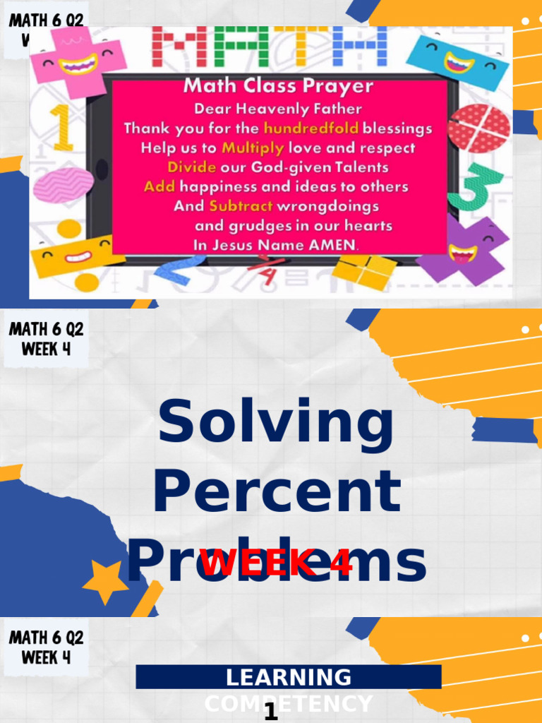 MATH 6 - Q2 - W4 - Solving Percent Problems (Autosaved) | PDF | Prices | Interest