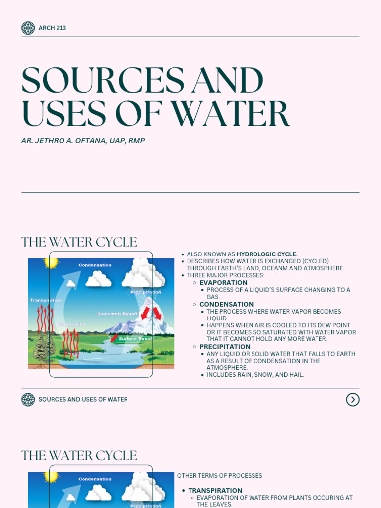 Sources and Uses of Water | PDF | Water | Water Cycle