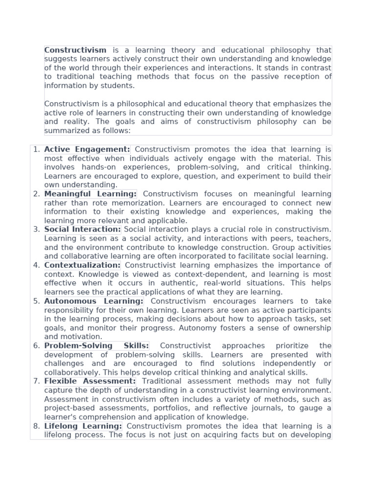 Constructivism Philosophy | PDF | Constructivism (Philosophy Of Education) | Learning