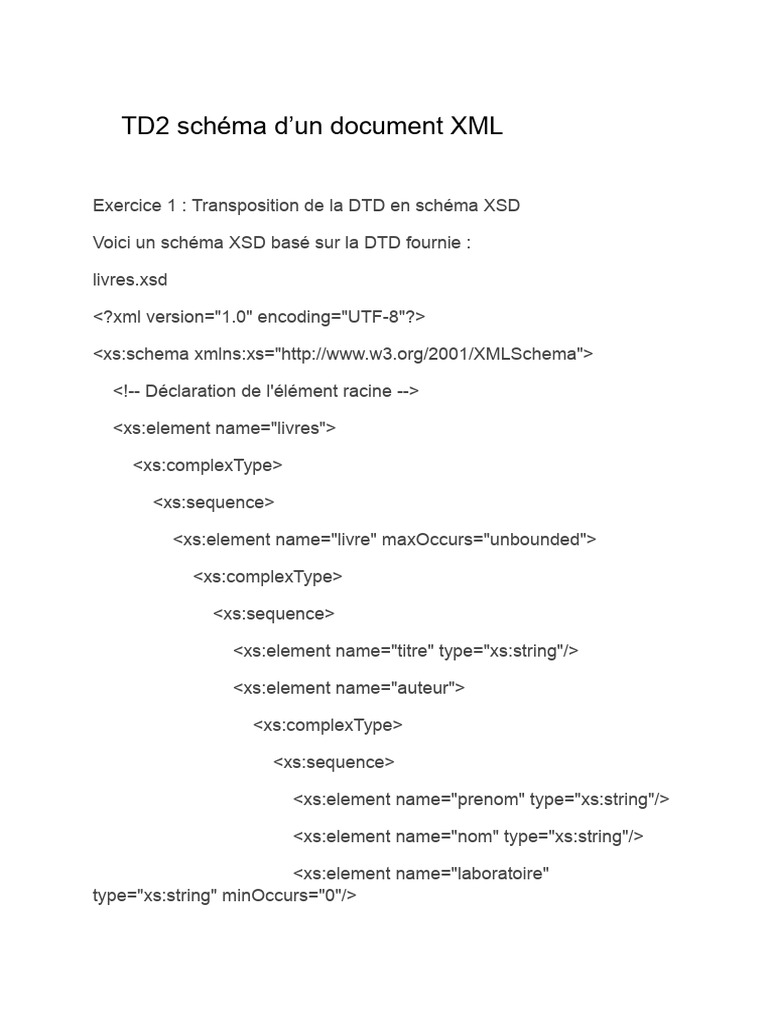 TD 2 Schéma D'un Document XML | PDF | Xml Schema | Computer Standards
