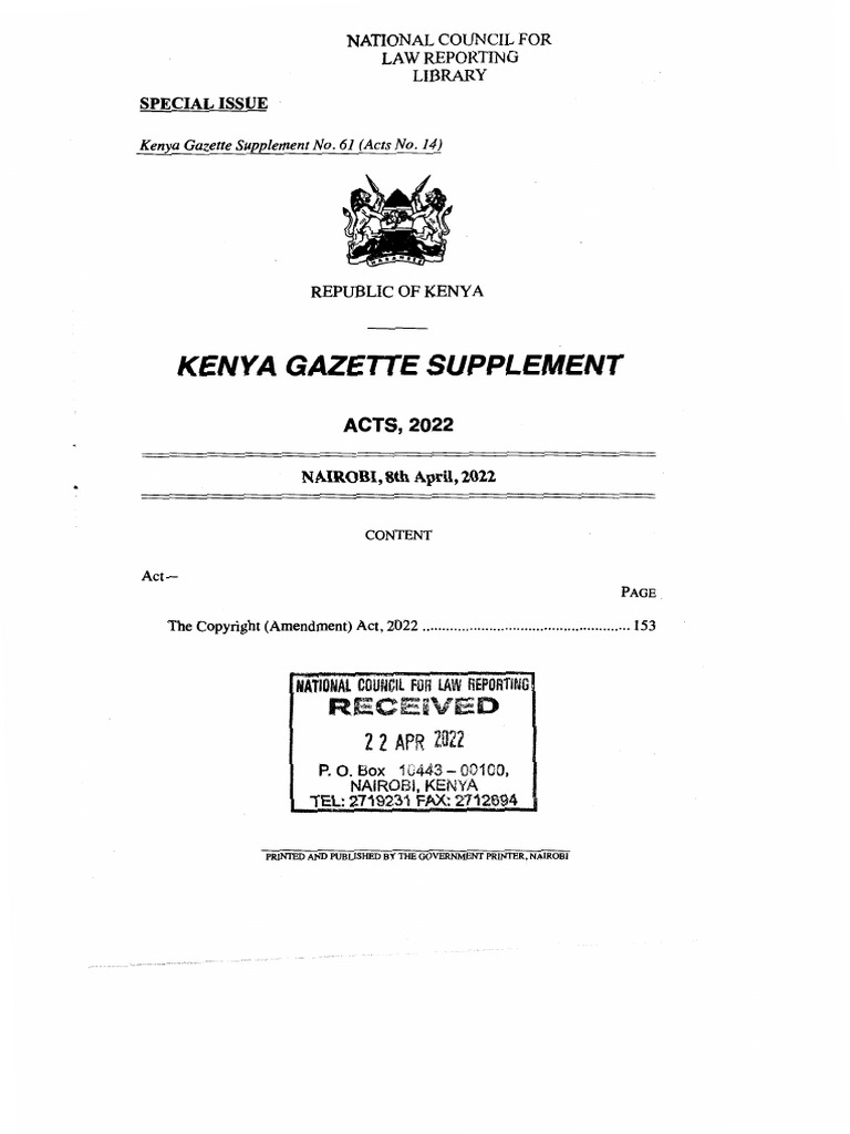 TheCopyright Amendment Act 2022 | PDF | Copyright | Government