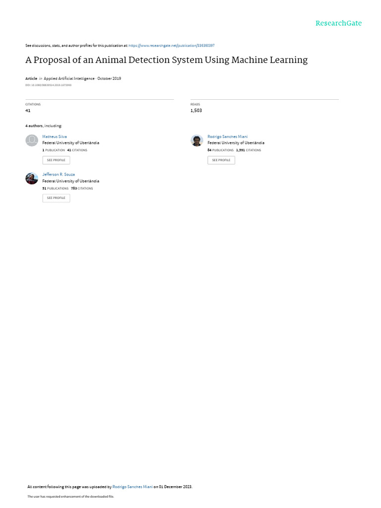 A Proposal of an Animal Detection System Using Machine Learning | PDF ...