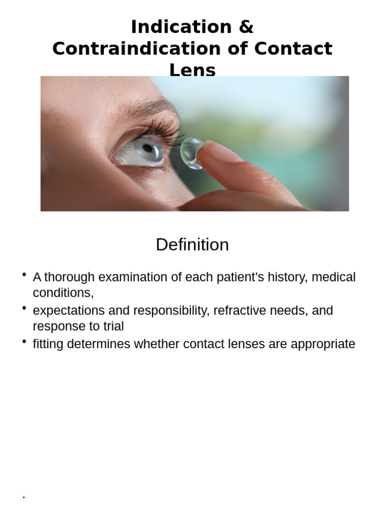 Indications and Contraindications of Contact Lens | PDF | Contact Lens ...