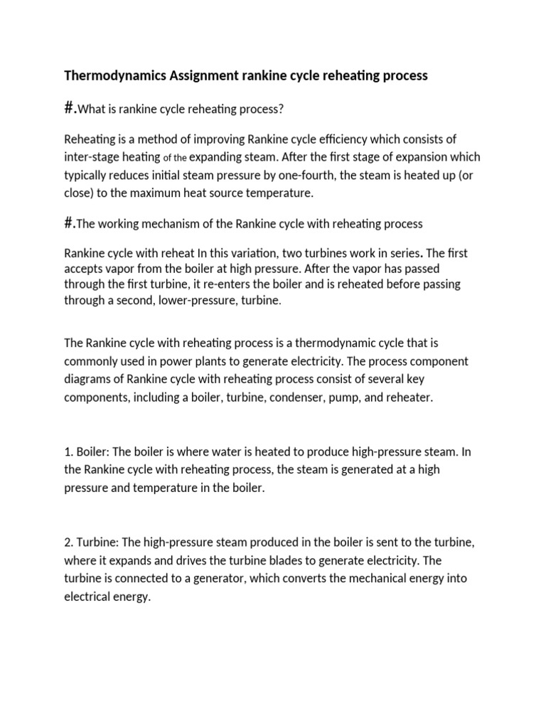 from grop 3 Thermodynamics Assignment rankine cycle reheating process ...