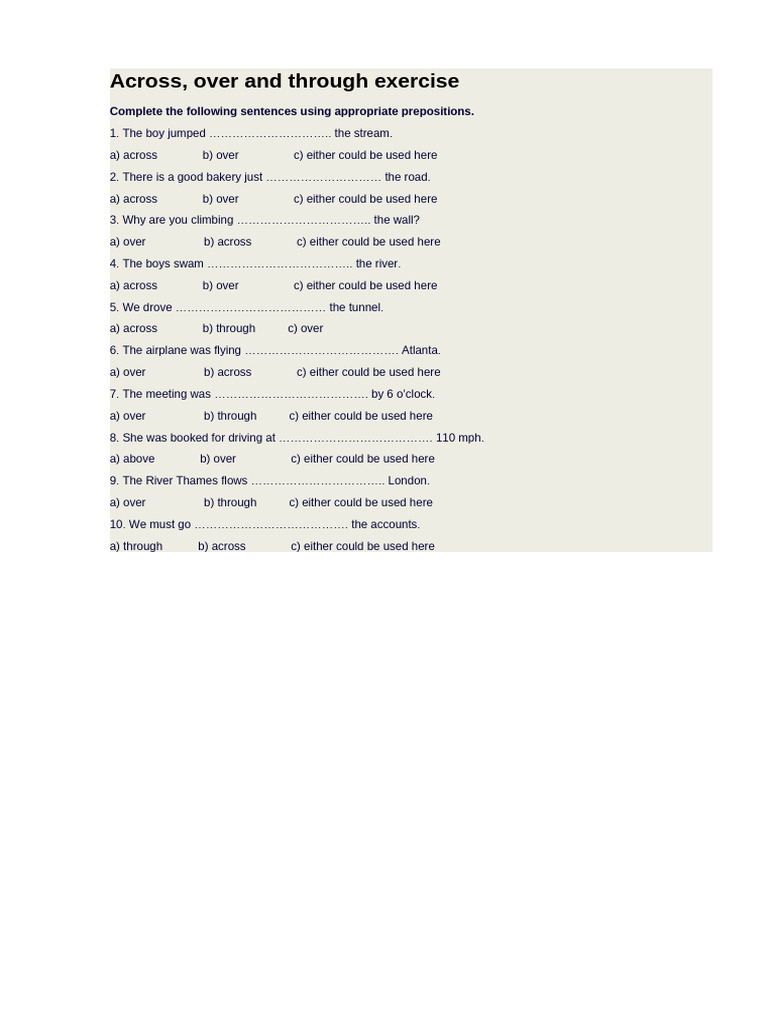 Across over through | PDF