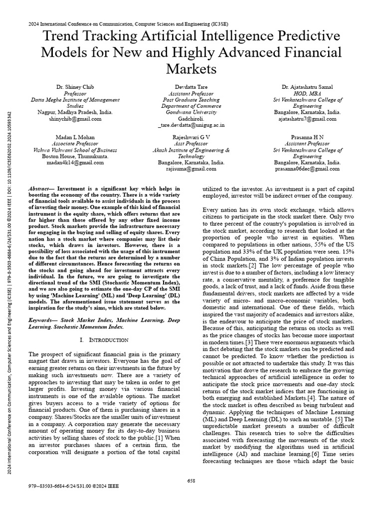 Trend Tracking Artificial Intelligence Predictive Models For New and Highly Adva | PDF | Machine ...