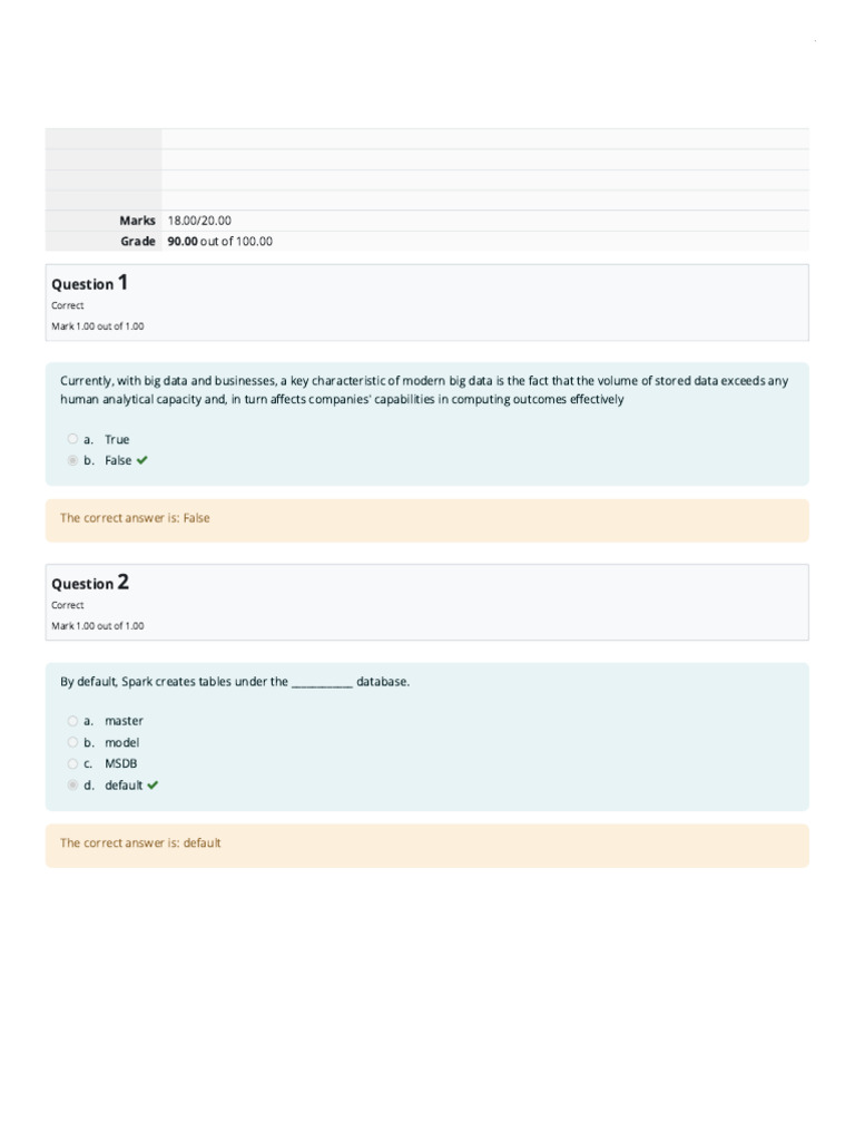 CS 3440 Graded Quiz Unit 6 | PDF | Apache Spark | Apache Hadoop