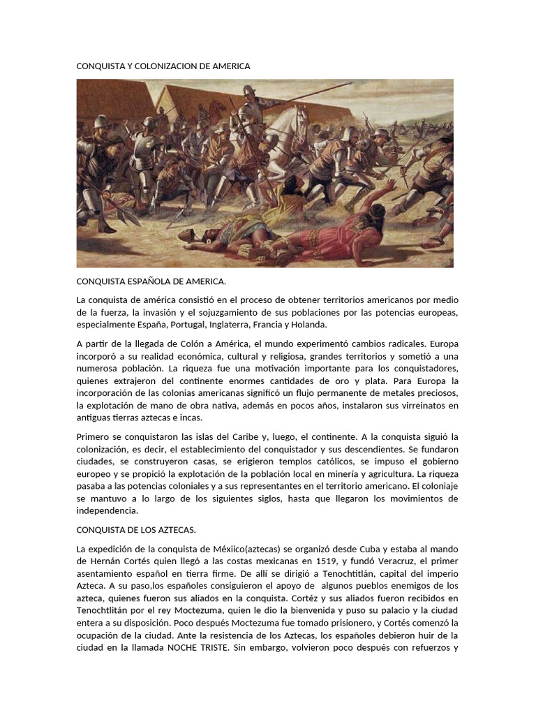 CONQUISTA Y COLONIZACION DE AMERICA | PDF | Colonización española de ...