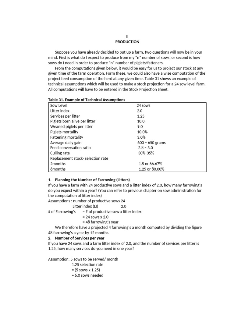 Pig Farm Production Planning Guide | PDF | Depreciation | Financial ...