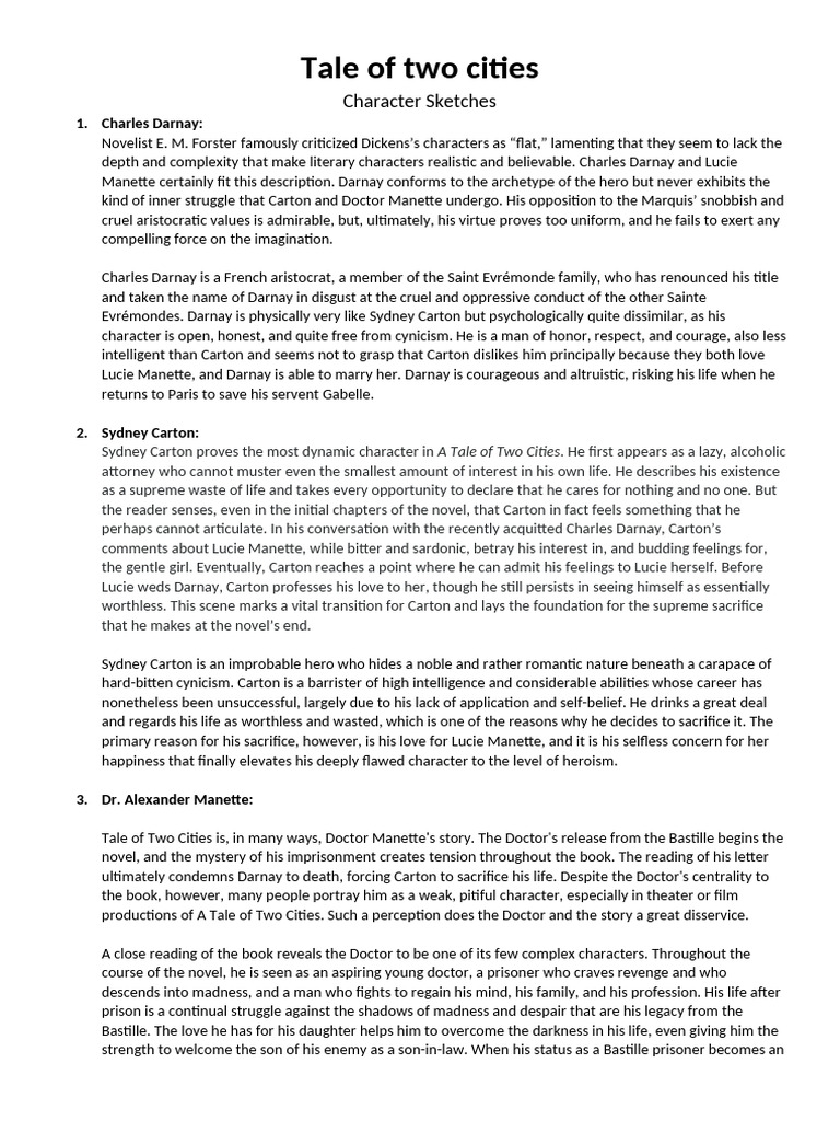 Character Analysis in A Tale of Two Cities | PDF | A Tale Of Two Cities ...