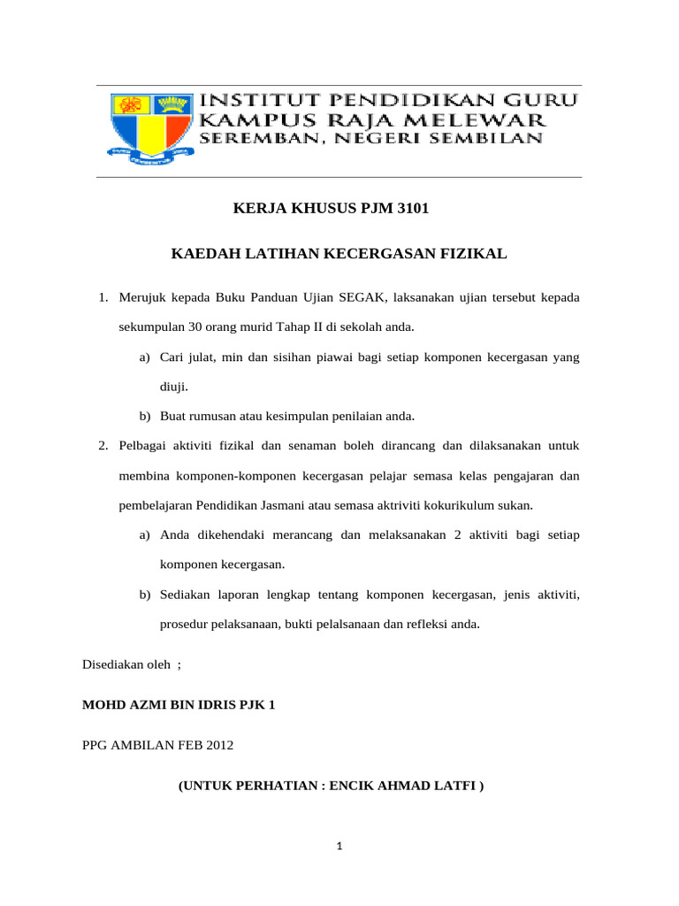 KERJA KHUSUS PJM 3101 | PDF