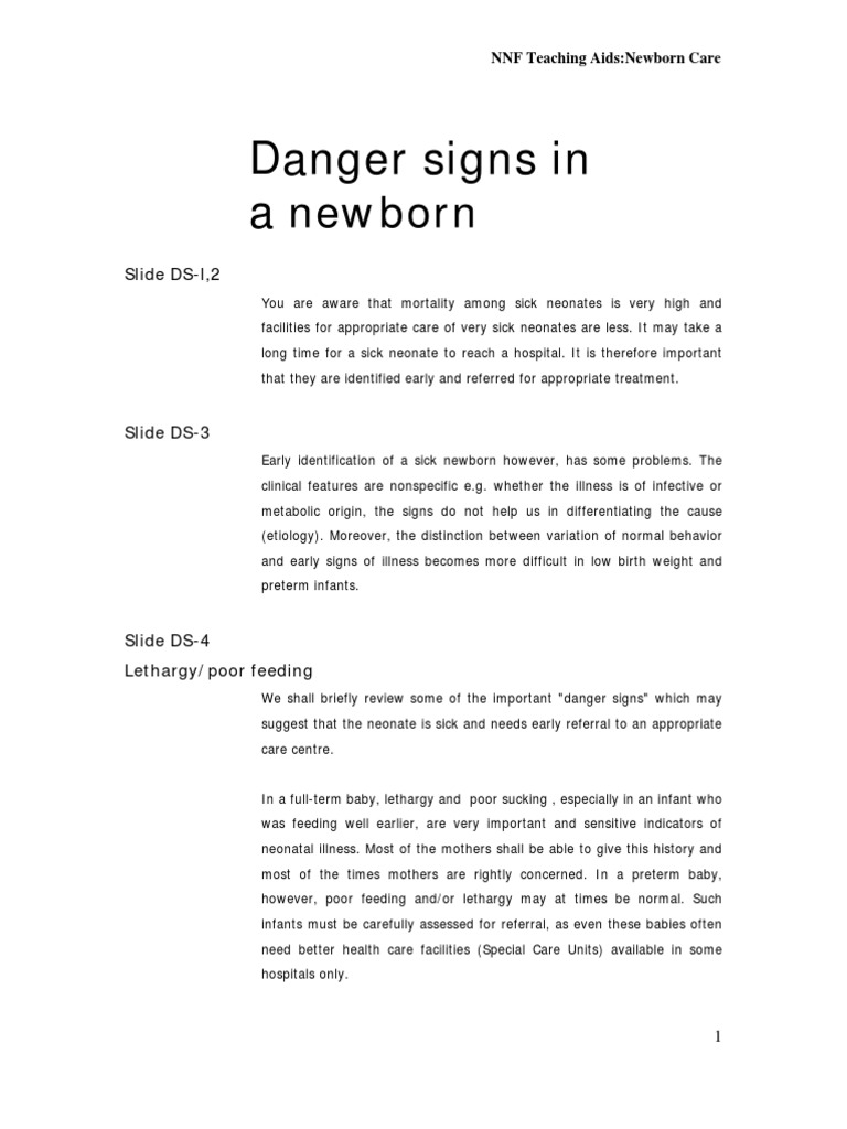 Neonatal Danger Signs | PDF | Infants | Preterm Birth