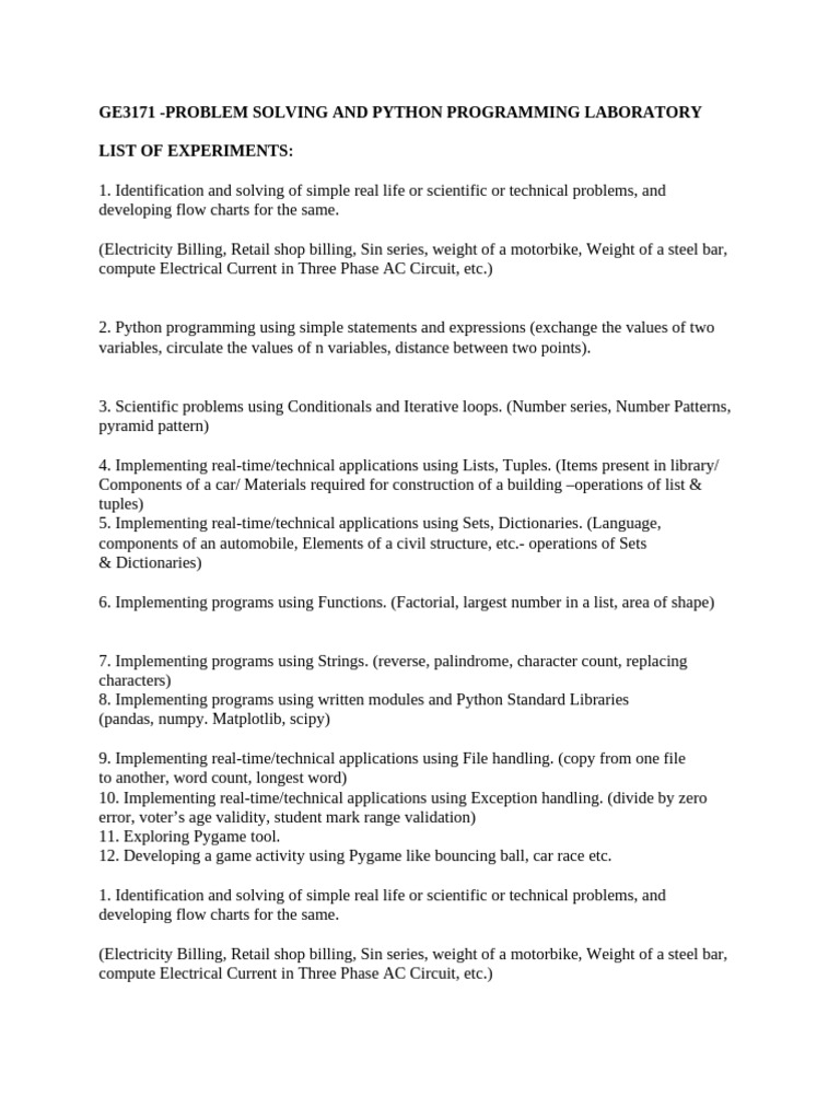 Problem Solveing Laboratory | PDF | Python (Programming Language) | Area