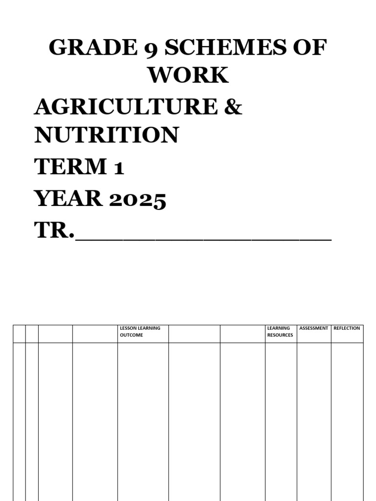 Grade 9 Agriculture Term 1 Plans | PDF | Hay | Animal Feed