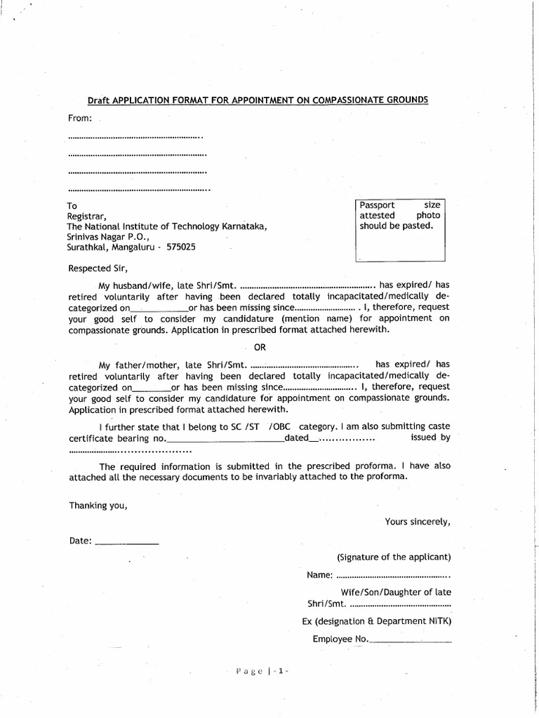 Application Format For Compassionate Ground | PDF