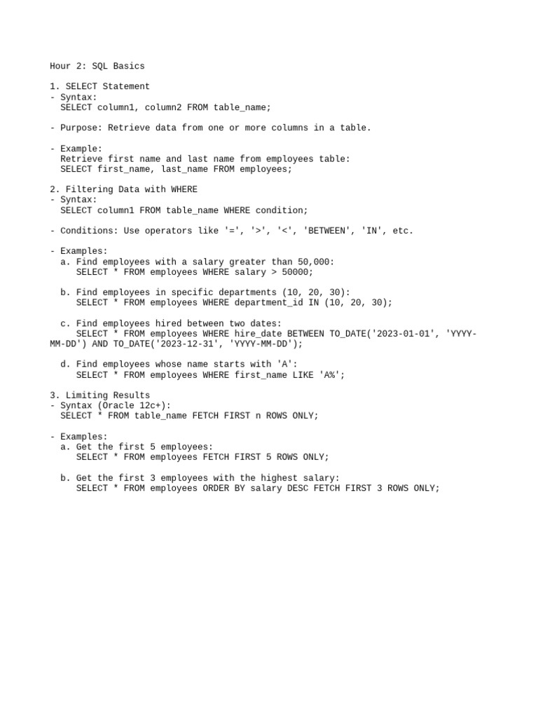 Hour_2_SQL_Basics | PDF