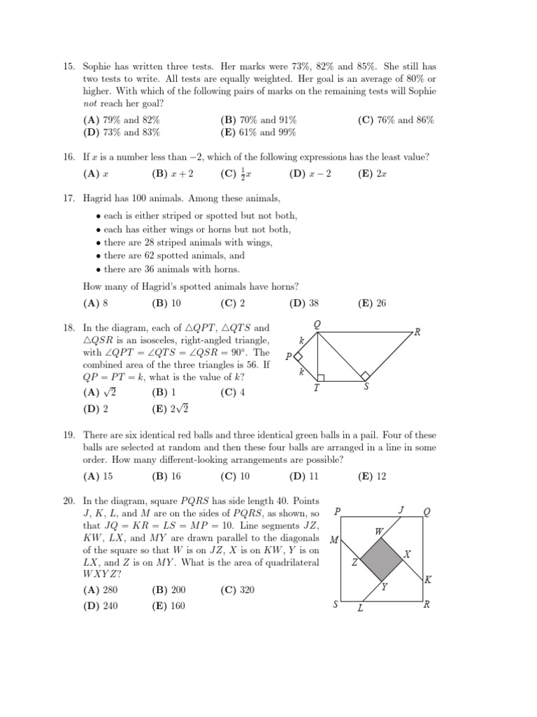 2019PascalContest (1) - 4-5 | PDF | Elementary Geometry | Euclidean ...