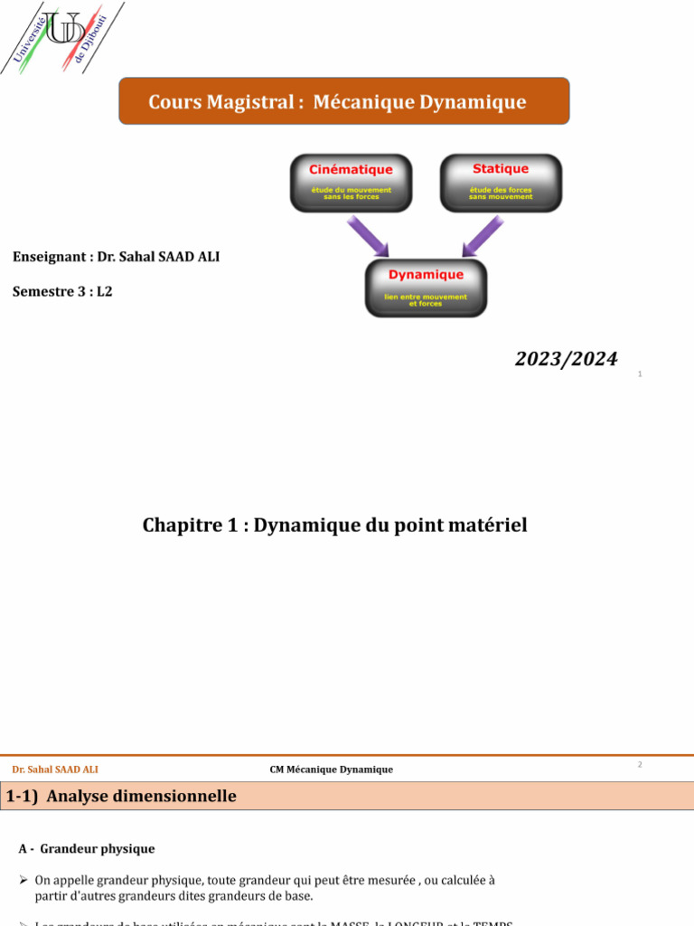 CM - Méca Dynam Chap1 | PDF