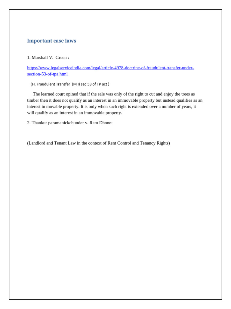 Imp Case Laws 6th Sem - Docx Summary | PDF