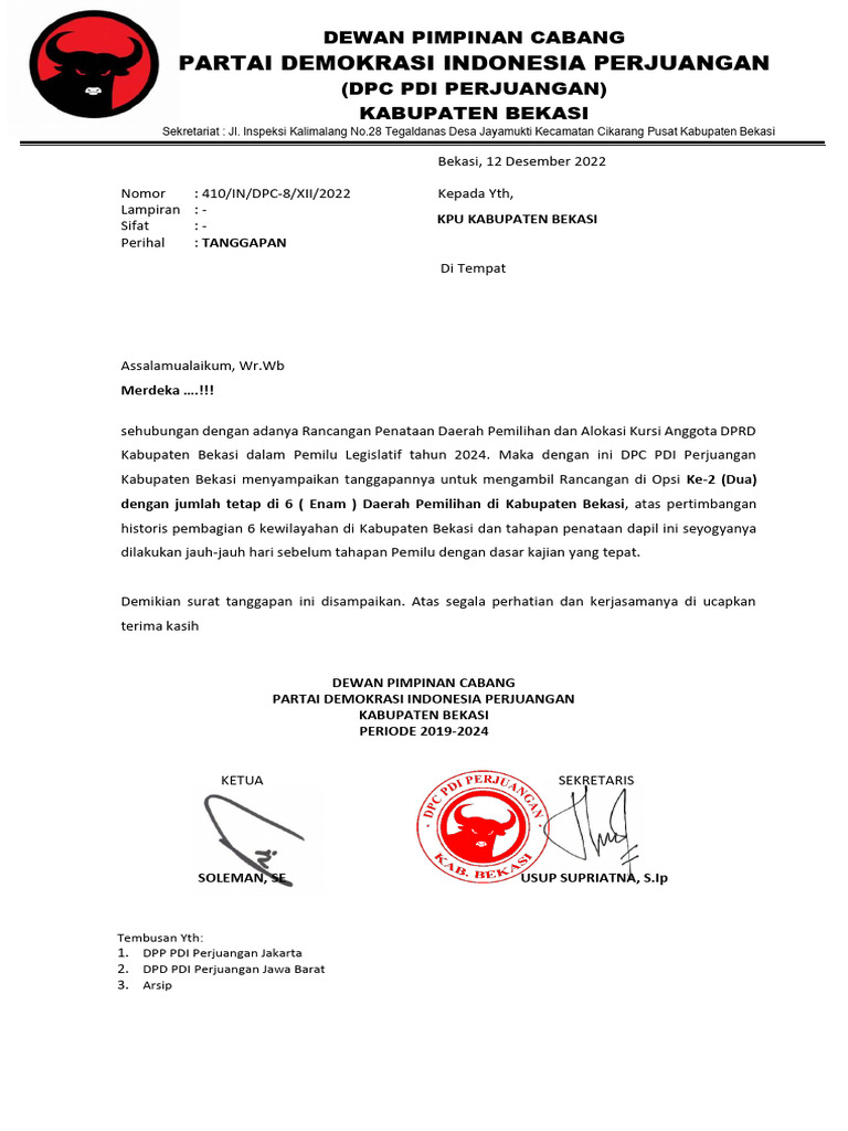 410 - Surat Tanggapan Kpu-1 | PDF