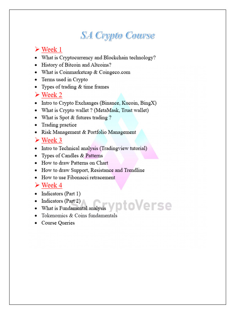 SA Crypto Course Outline 2024 | PDF
