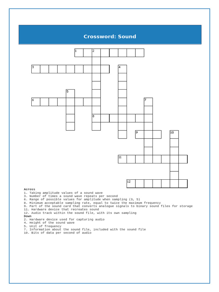 Sound_Crossword Puzzle | PDF