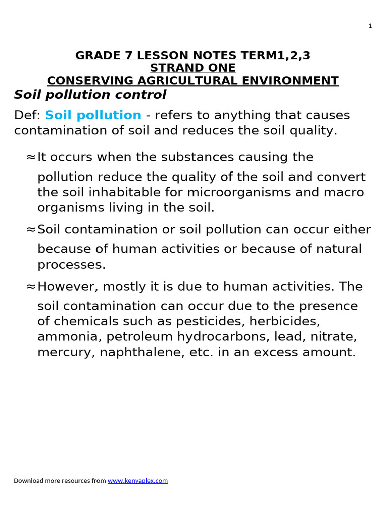 Agriculture Grade 7 Term 1,2,3 Notes | PDF | Soil | Tillage