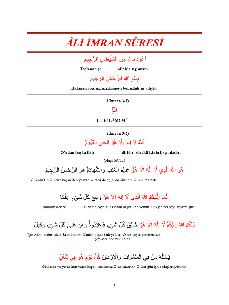 3 Hikmetli Ali Imran Suresi | PDF