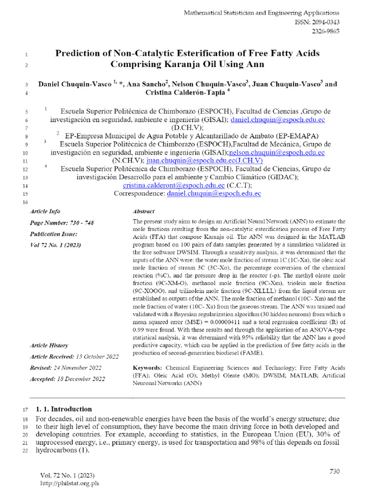 View of Prediction of Non-Catalytic Esterification of Free Fatty Acids ...