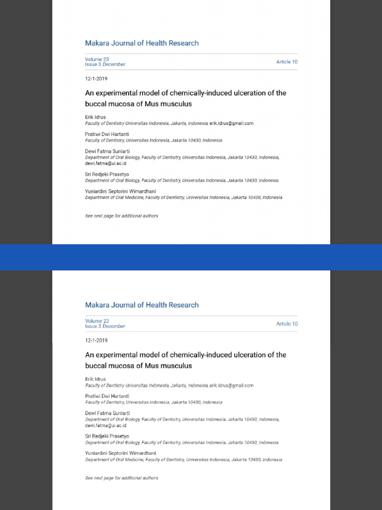 (PDF) An Experimental Model of Chemically-Induced Ulceration of The ...