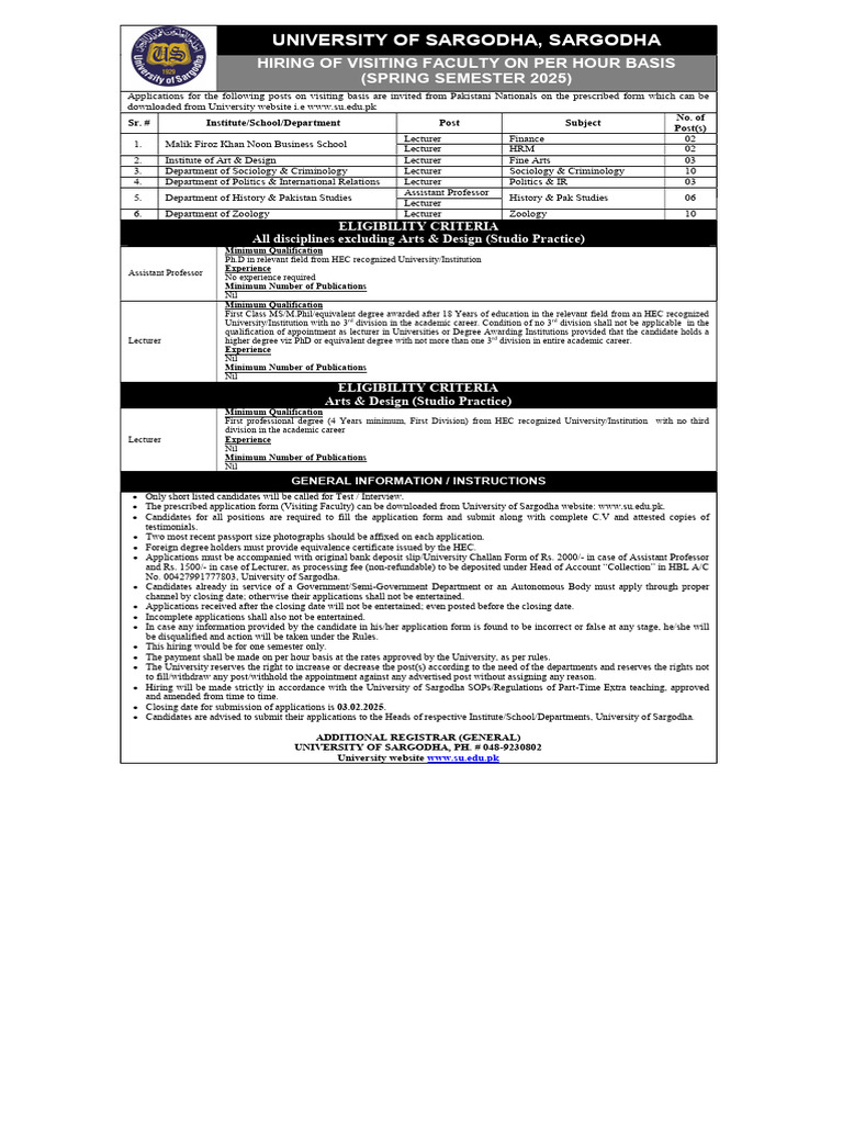 Advertisement (Visiting Faculty - Spring 2025) - 1737975210 | PDF ...