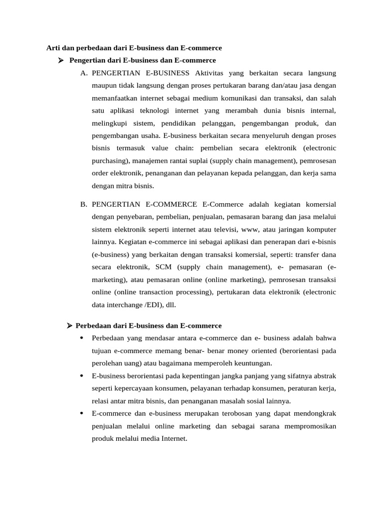 Arti Dan Perbedaan Dari E-Commerce | PDF